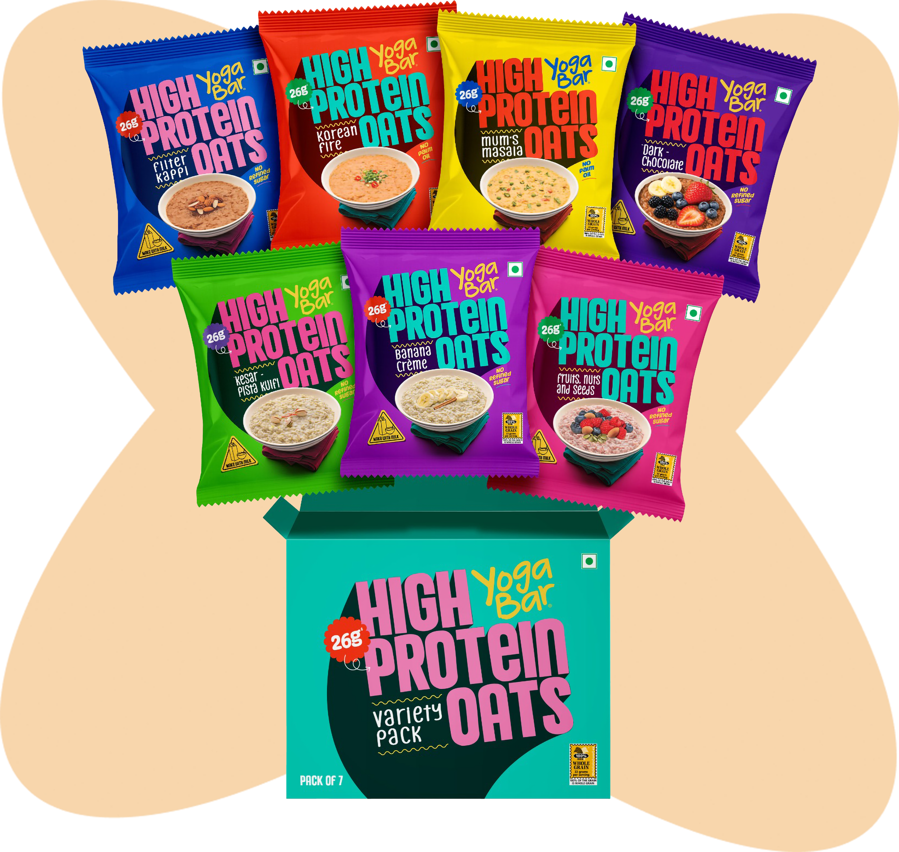 26g High Protein Oats Variety Pack - 7 flavours 330g – Yoga Bars